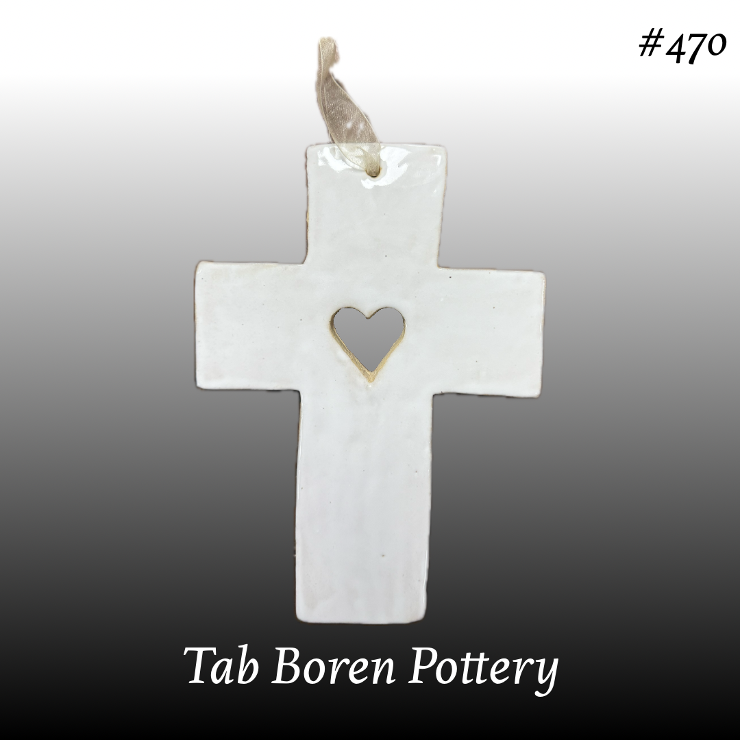 #470 1 Corinthians 13:4 Charity Cross | Tab Boren Pottery