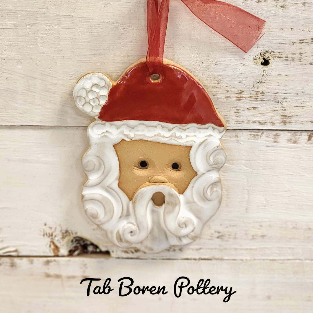 #176 Santa Ornament | Tab Boren Pottery