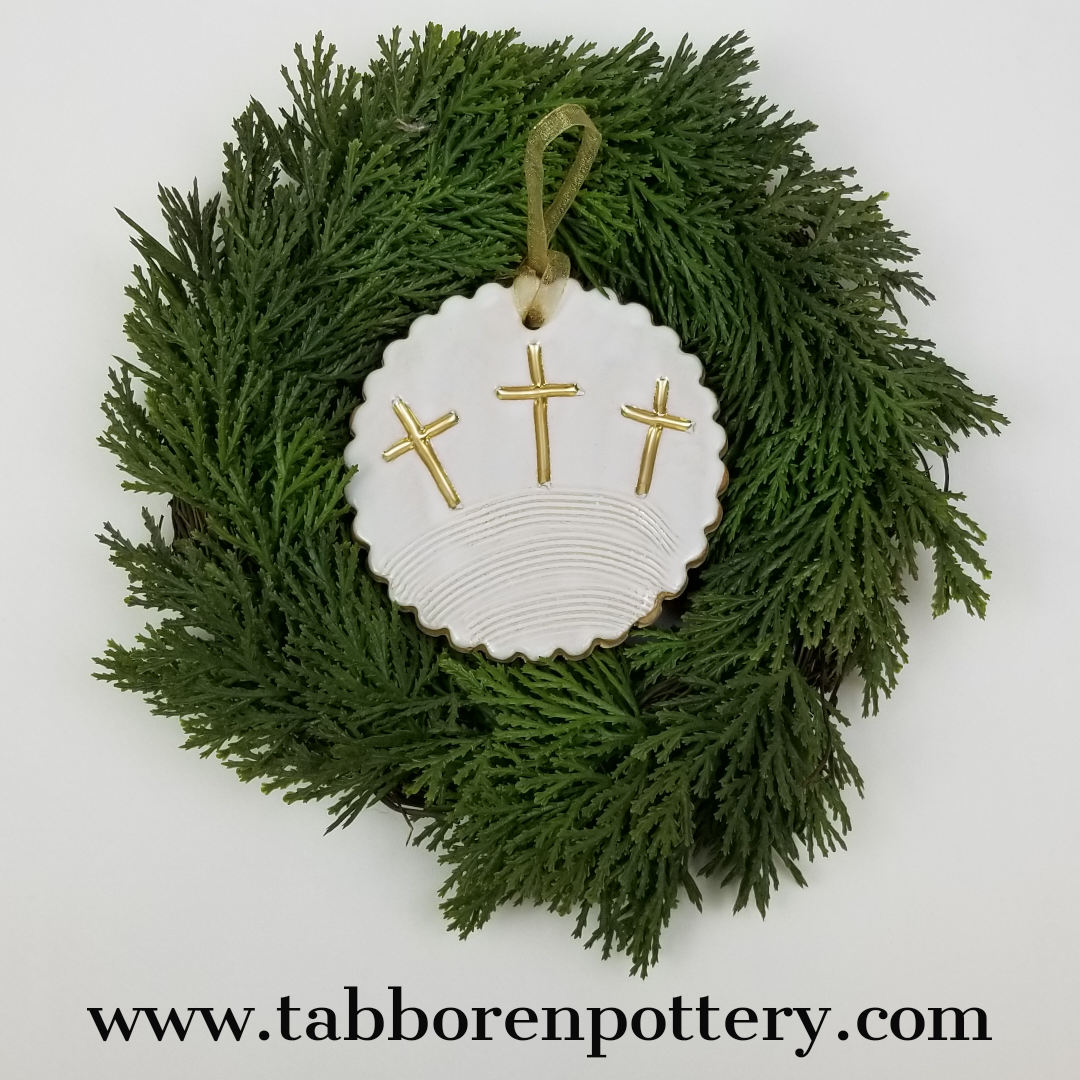 #314 Large three cross ornament | Tab Boren Pottery
