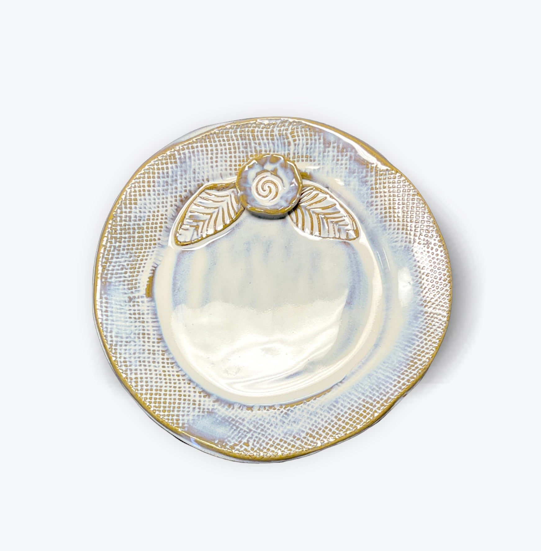 #323 Linen flower dinner plate | Tab Boren Pottery