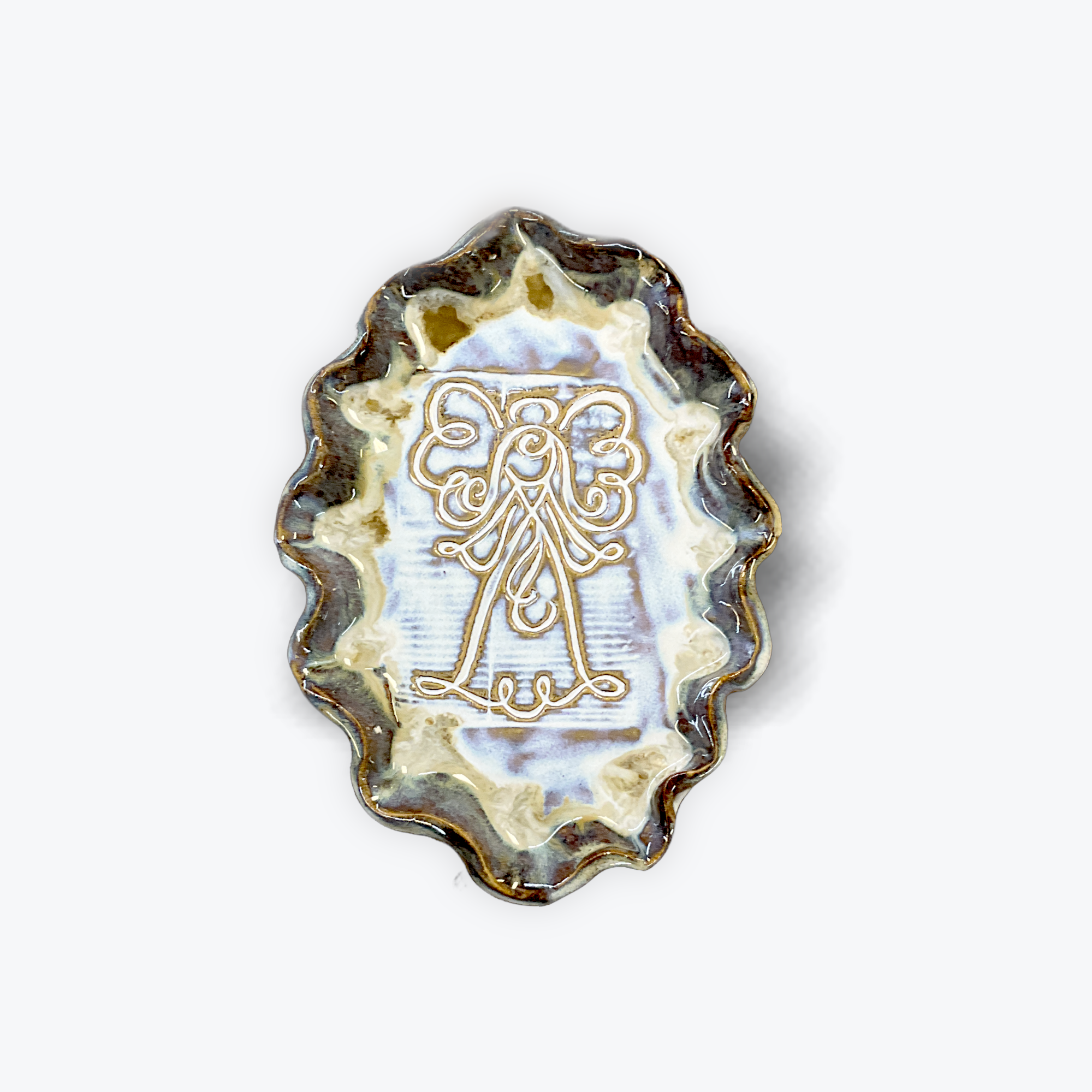 #197 Ruffled angel plate | Tab Boren Pottery