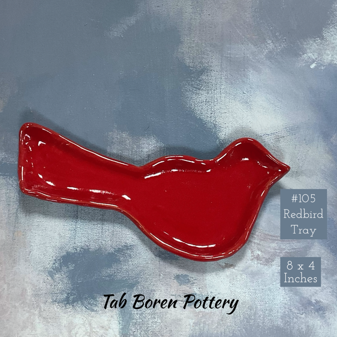 #105 Redbird Tray | Tab Boren Pottery